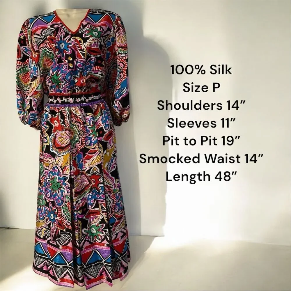 Diane Freis | Dresses | Diane Freis Petites 98s Vintage Vibrant Silk ...